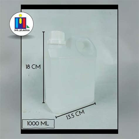 Jual JERIGEN 1 Liter Pendek Kotak 1ltr Segel 1000ml Putih HDPE 1