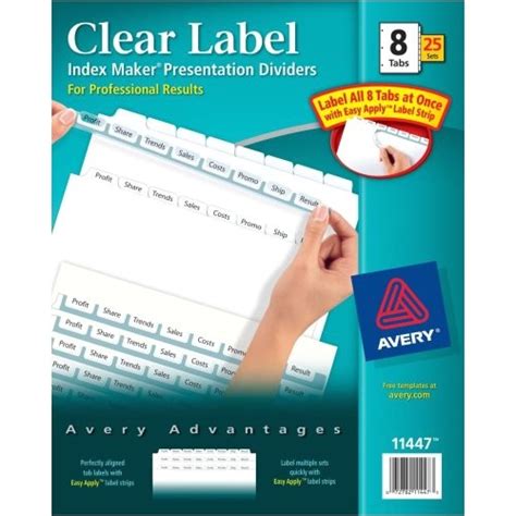 Avery Easy Apply Label Strips 5 Tab Template Williamson