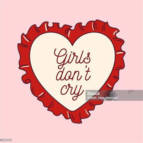 여자들은 울지 않고 마음으로 프릴을 달고 글을 쓴다 부드러운 만나고 귀여운 스티커 카드 포스터 콜라주 디자인에 대한 Y2k 배지 트렌디한 텍스트 템플릿 2000년대 스타일에