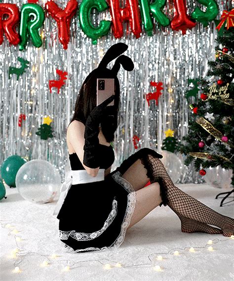 🎄 바니걸 망사스타킹 코스프레 여자 블랙 크리스마스 파티 의상 산타걸 원피스 망토 귀여운 예쁜 토끼 코스튬 남자친구 남편