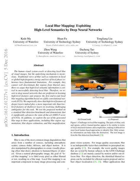 Local Blur Mapping Exploiting High Level Semantics By Deep Neural