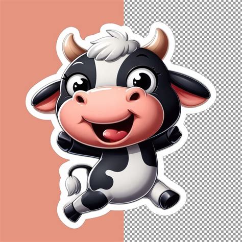 Premium Psd Mootiful Cow Grazing Png Sticker
