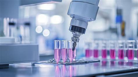 Laboratory Robot Conducting Liquid Analysis On Table Stock Illustration Illustration Of