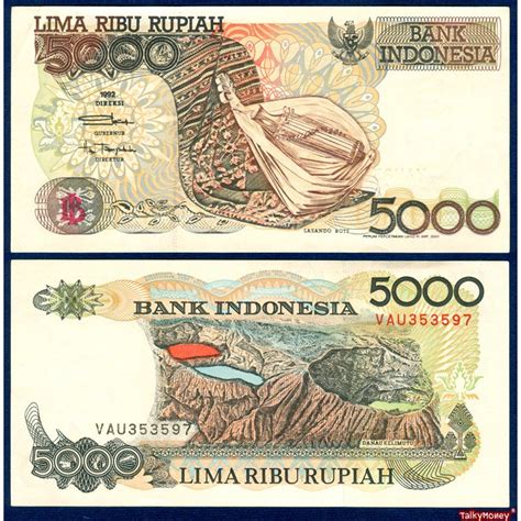 ธนบัตร อินโดนีเซีย Indonesia 5000 รูเปียะ ปี 1992 P 130 สภาพใหม่เอี่ยม 100 สำหรับสะสม Shopee