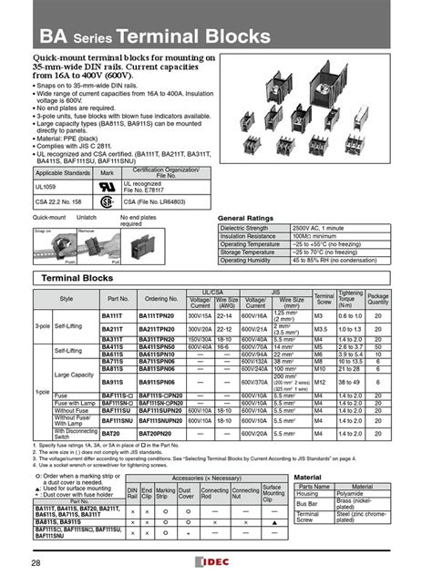 Catalog Terminal Block Idec Download Free Pdf Screw Fuse Electrical