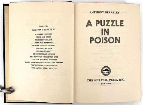 Puzzle In Poison By Anthony Berkeley For Sale At 1stdibs