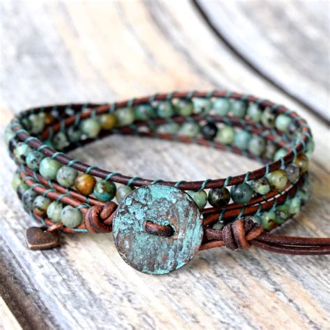 African Turquoise Wrap Bracelet Wrap Bracelet Turquoise Wrap Earthy