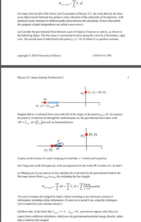 Solved Calculating Work Using Line Integrals