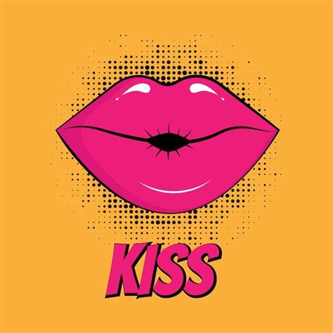 Premium Vector Poster With Lips In Pop Art Comic Style