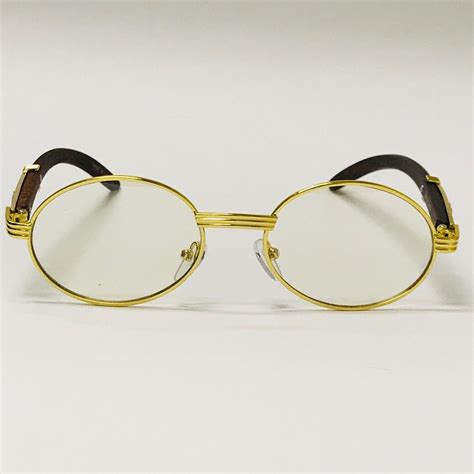 Mens Hip Hop Vintage Gold Frame Clear Lens Wood Glasses אנגלס קידס