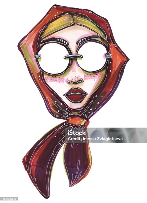 Ilustrasi Avatar Seni Seni Gambar Tangan Dengan Seorang Wanita Dengan