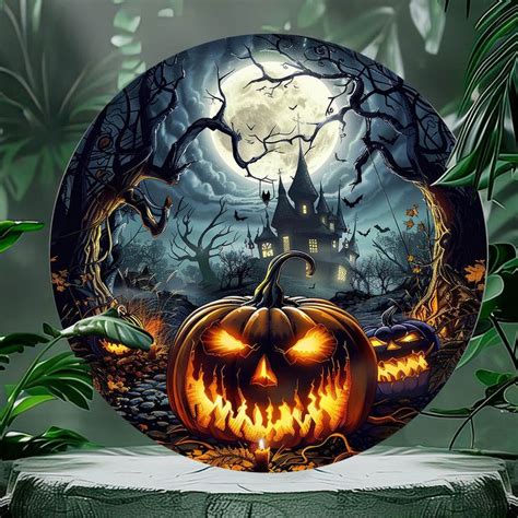 Temu｜할로윈 테마 나무 장식 벽걸이 스푸키 호박 박쥐 마녀 귀신의 집 이미지 전기 불필요 정원 현관 거실 장식에 이상적 마녀 나무장식 환영 사인