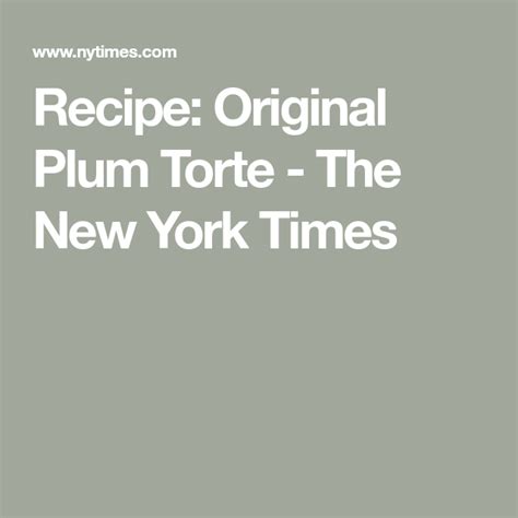 Recipe Original Plum Torte