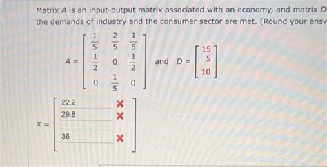 Matrix A Is An Input Output Matrix Associated With An