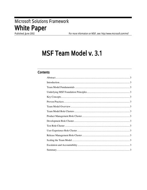 Pdf Microsoft Solutions Framework Team Model V 3 1