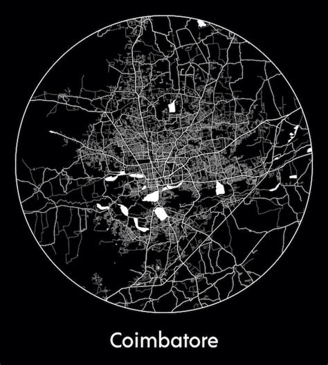 Mapa De La Ciudad Asia India Coimbatore Ilustración Vectorial Vector Premium