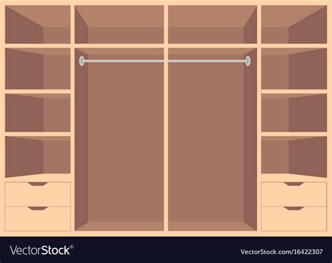 Flat Design Walk In Closet With Shelves Royalty Free Vector