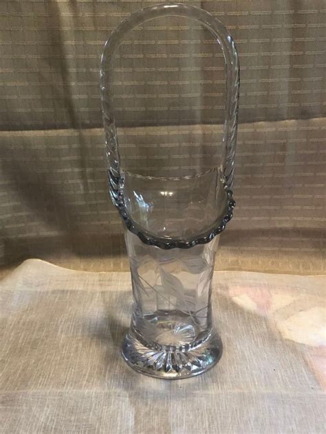 Vintage Duncan Miller Etched Glass Bridal Basket Etsy