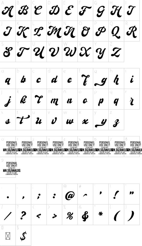Analog Script Personal Use Personal Font Details