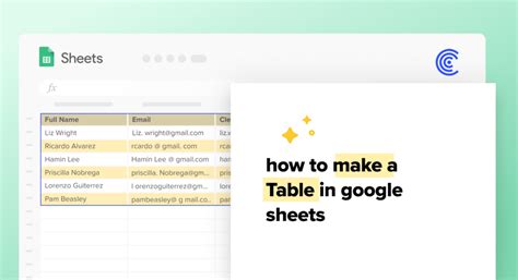 How To Make A Table In Google Sheets