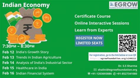 Egrow Foundation Brings A Capsule Course On The Indian Economy 📆 Date