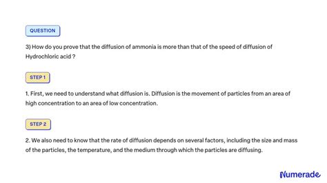 Solved 3 How Do You Prove That The Diffusion Of Ammonia Is More Than