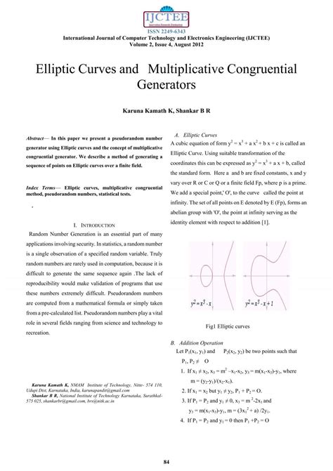 Elliptic Curves And Multiplicative Congruential Generators