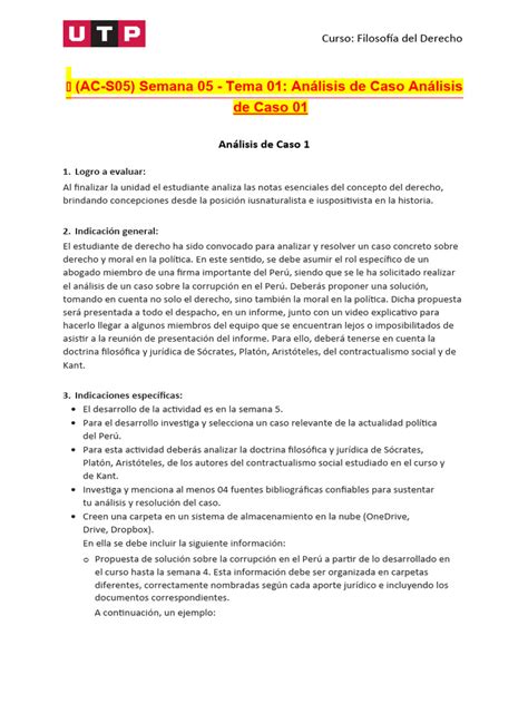 Ac S05 Semana 05 Tema 01 Análisis De Caso Análisis De Caso 01 Terminado Pdf Platón