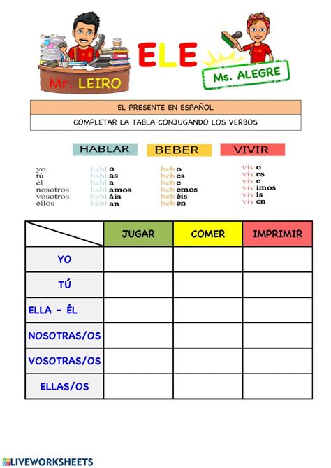 El Verbo Y Sus Conjugaciones Para Tercero De Primaria