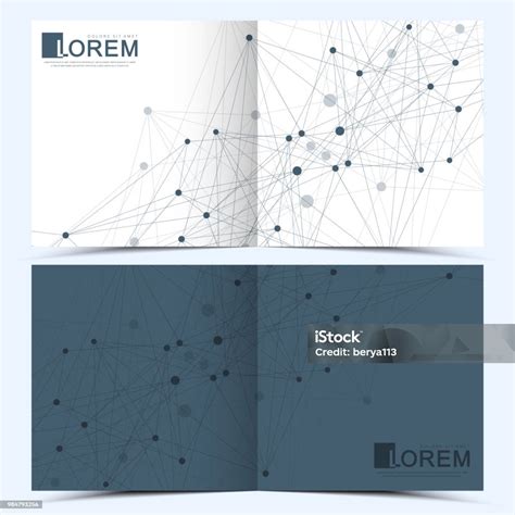현대 벡터 평방 브로셔 전단지 전단지 커버 카탈로그 잡지 또는 연례 보고서에 대 한 템플릿 비즈니스 과학 및 기술 설계도 서 레이아웃입니다 도트와 프레 젠 테이 션 0명에