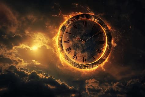Premium Photo Surreal And Dramatic Fiery Clock Illustration