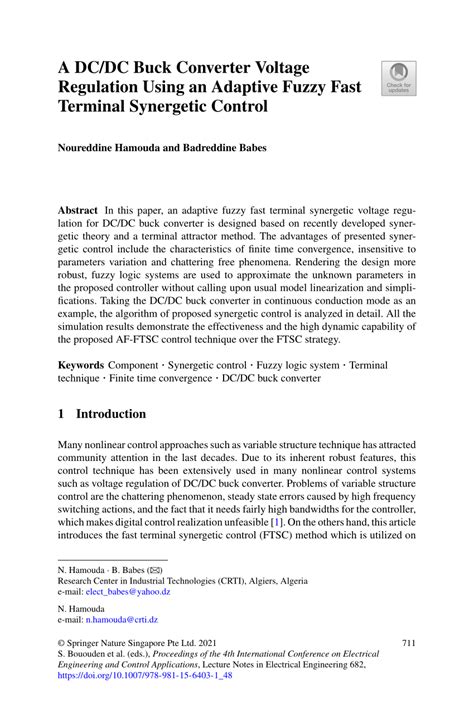 PDF A DC DC Buck Converter Voltage Regulation Using An Adaptive Fuzzy