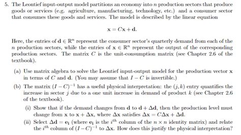 Solved The Leontief Input Output Model Partitions An Economy Chegg