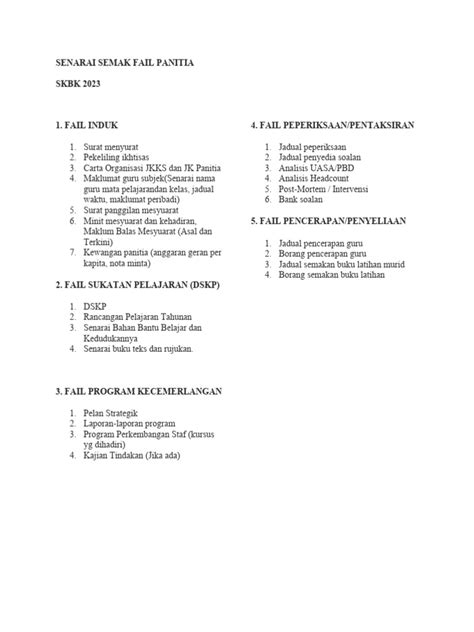 Senarai Semak Fail Panitia Pdf