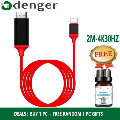 Red Type C To Hdmi Adapter 4k30hz Usb C Cable Laptoptabletphone To Tv