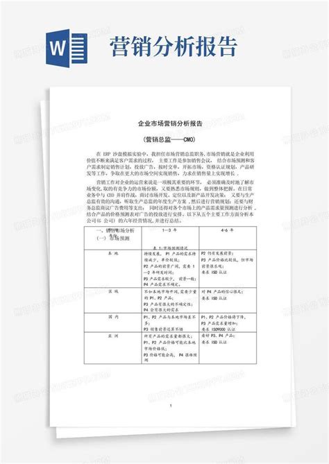 企业市场营销分析报告word模板下载编号lvjmywro熊猫办公