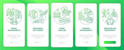 Green Gradient Onboarding Mobile App Screen For Building Sustainable Cities Vector Site