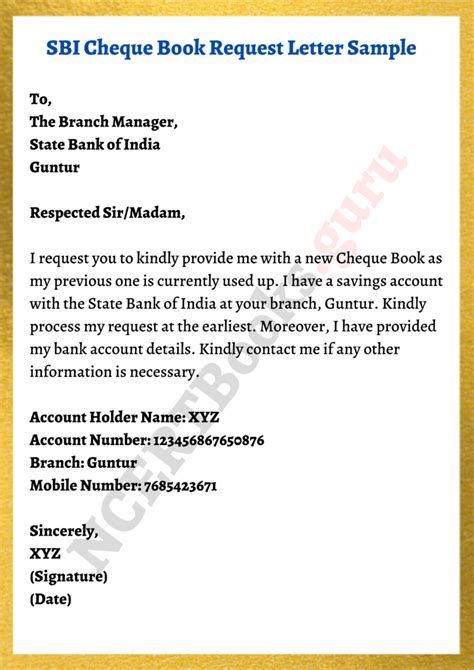 Cheque Leaves Request Letter Request Letter To Bank For More Cheque