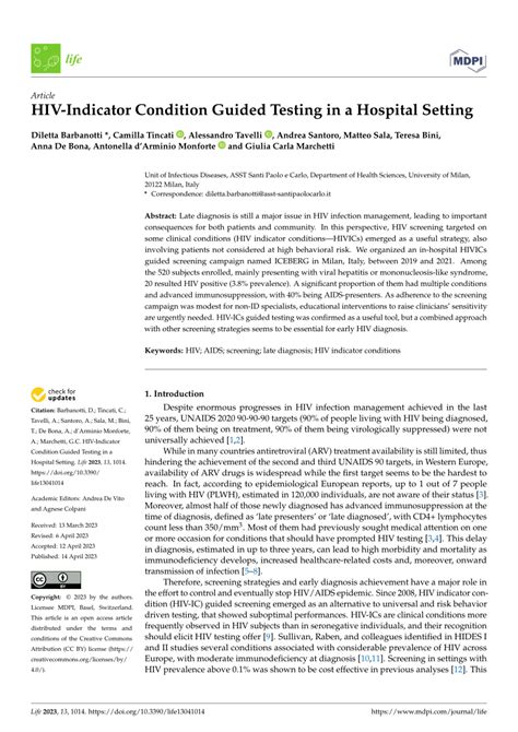 Pdf Hiv Indicator Condition Guided Testing In A Hospital Setting