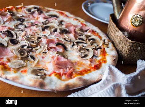 Mushroom And Prociutto Pizza Neapolitan Pizza With Tomato Sauce