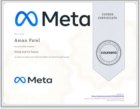 Completed Unity And C Course On Coursera Aman Patel Posted On The Topic Linkedin
