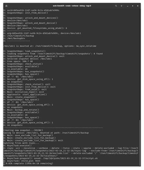 Timeshift Stuck On Syncing Files With Rsync No Error Increasing Time Remaining · Issue 158