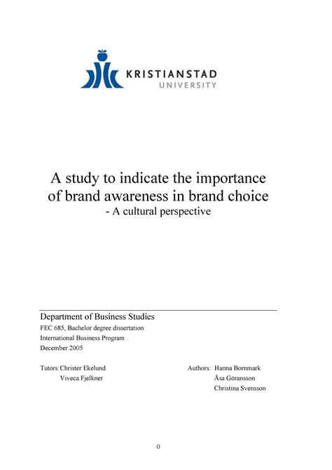 Practical Research A Study To Indicate The Importance Of Brand Awareness In Brand Choice A