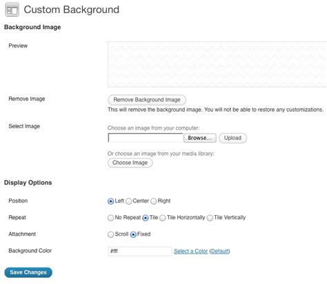 custom background support functions for wordpress 3 4 stack overflow