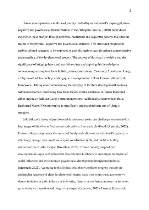 A2 Assignment 1804 Nrs Psychosocial Development Across The Lifespan