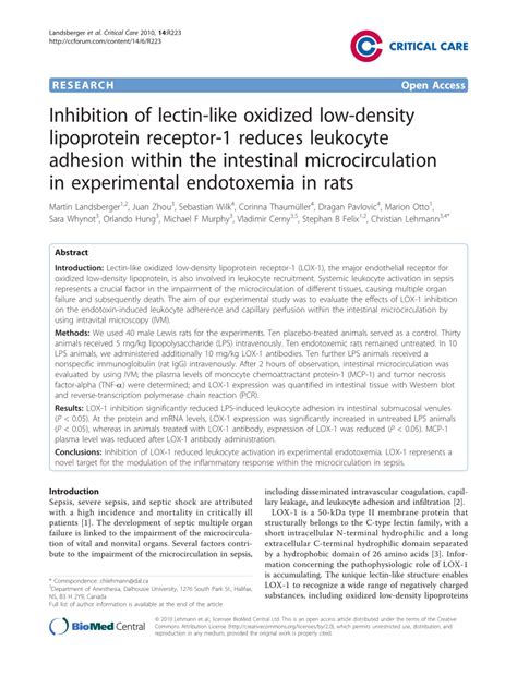 Pdf Inhibition Of Lectin Like Oxidized Low Density Lipoprotein