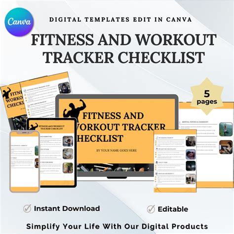 Fitness Workout Checklist Fitness Challenge Exercise Tracker Health And Wellness Habit Tracker