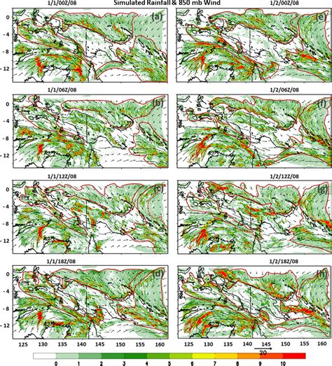 Wrf Rain Splitting Stage Wrf Simulated Precipitation Mm With 850 Mb