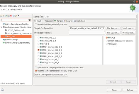 Ccstda4vm Debug Sample Application With The Ccs On The Given Core Ignoring The Breakpoints