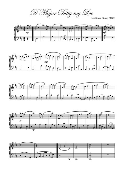 D Major Ditty My Loo Easy Piano Piano Solo Digital Sheet Music